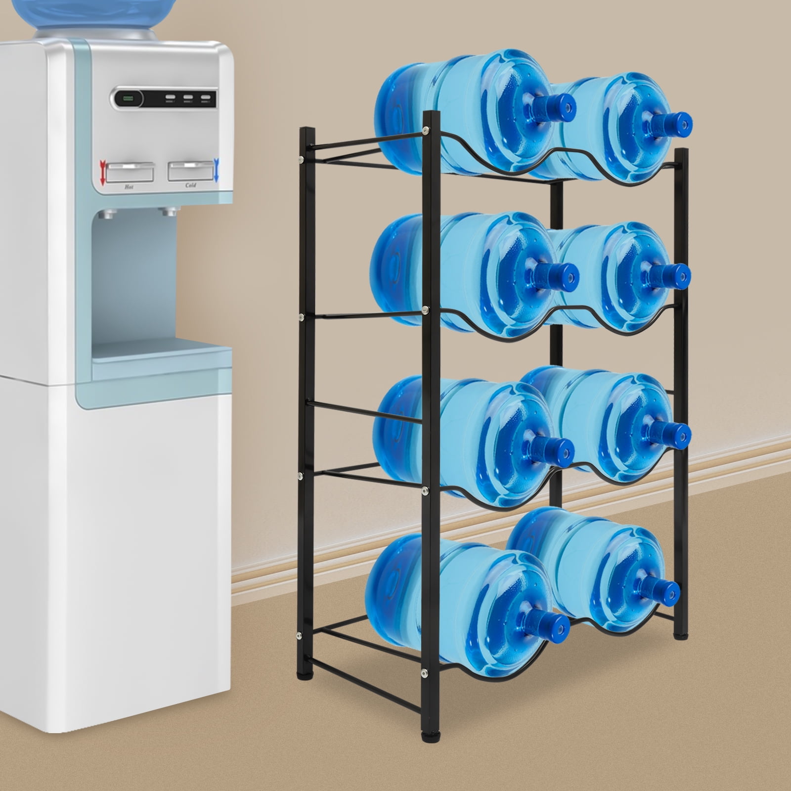 5 Gallon Water Bottle Holder, Water Jug Holder Rack 4-Tier,Water Cooler ...