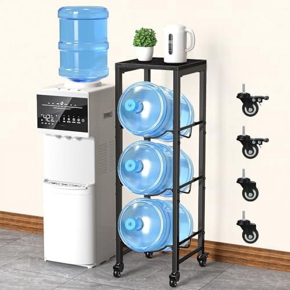 5 Gallon Water Bottle Jug Holder 3-Tier Organizer with Lockable Casters ...