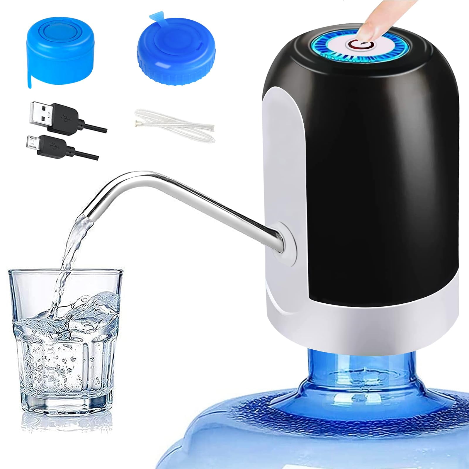 5 Gallon Water Dispenser - Water Bottle Pump with Reusable Caps for ...
