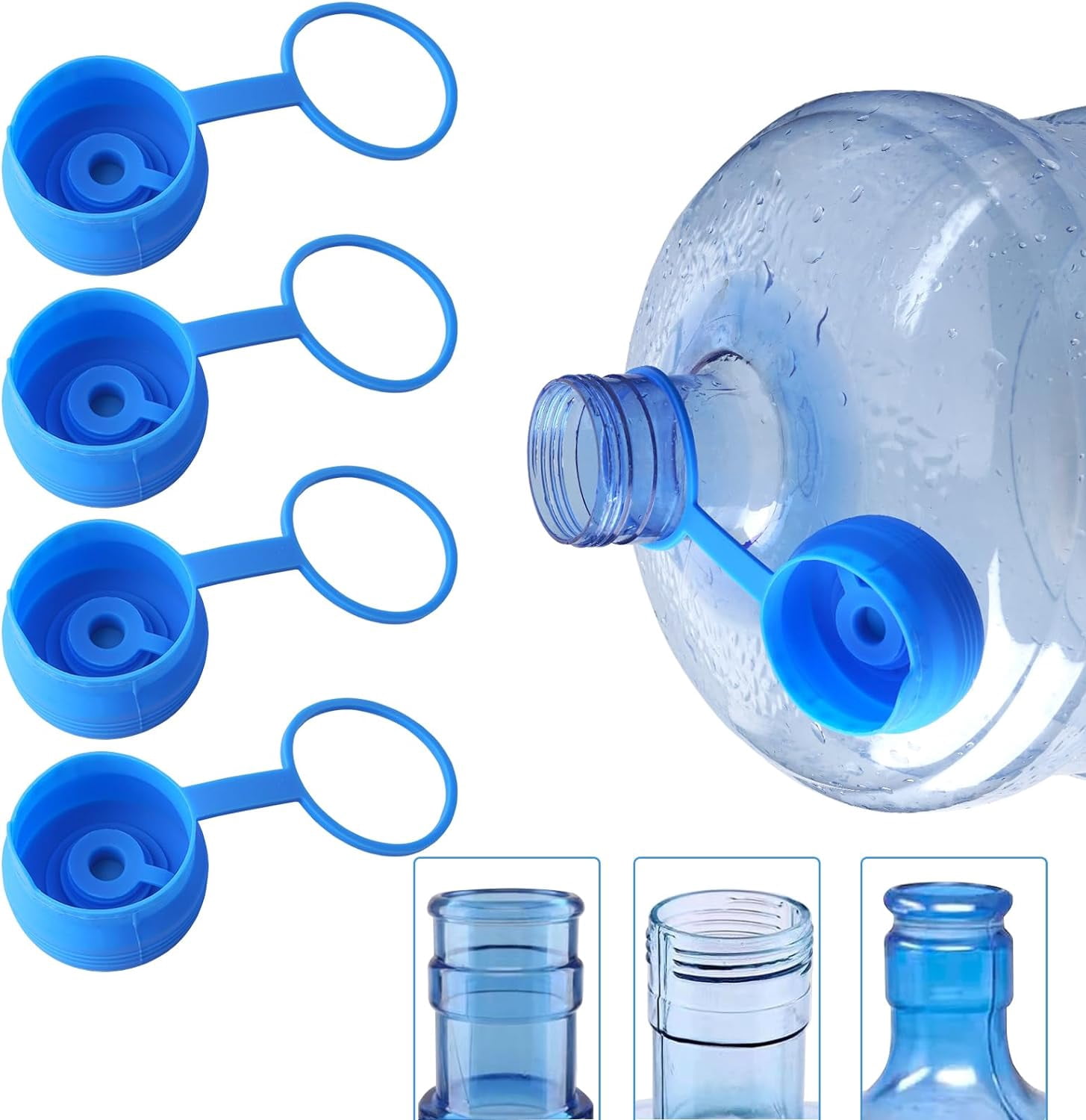 5 Gallon Water Jug Caps 4 Pcs, Food Grade Silicone Reusable Replacement ...