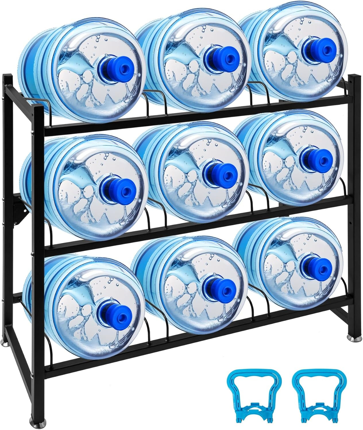 5 Gallon Water Jug Holder, 3-Tier Water Jug Rack Heavy Duty, Wall Mount ...