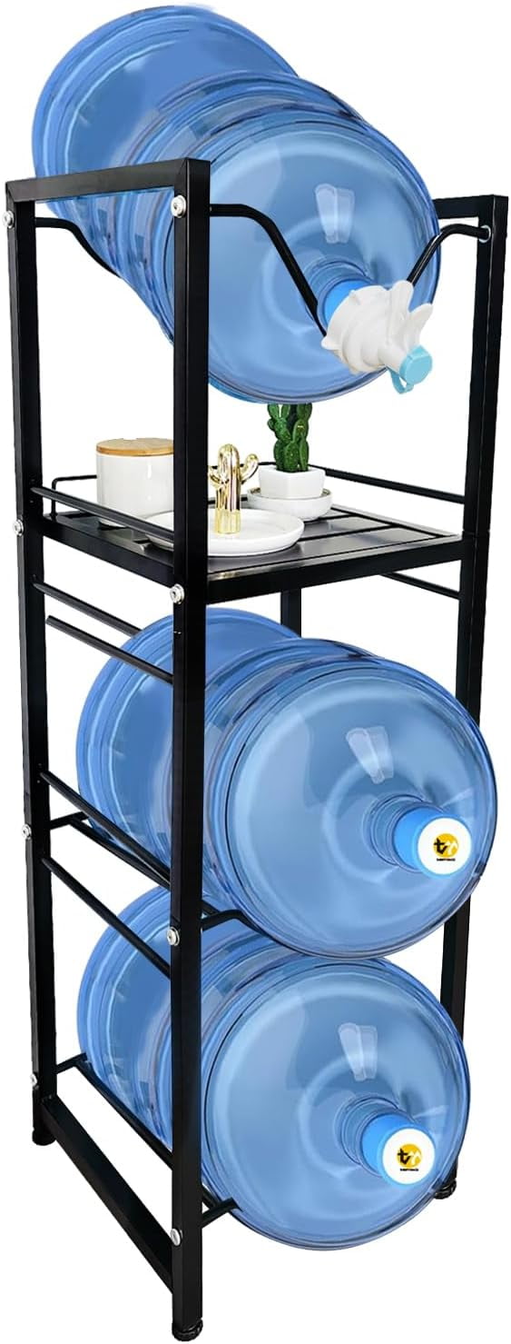 5 Gallon Water Jug Holder with 3-Tier Storage Shelves - Heavy Duty ...