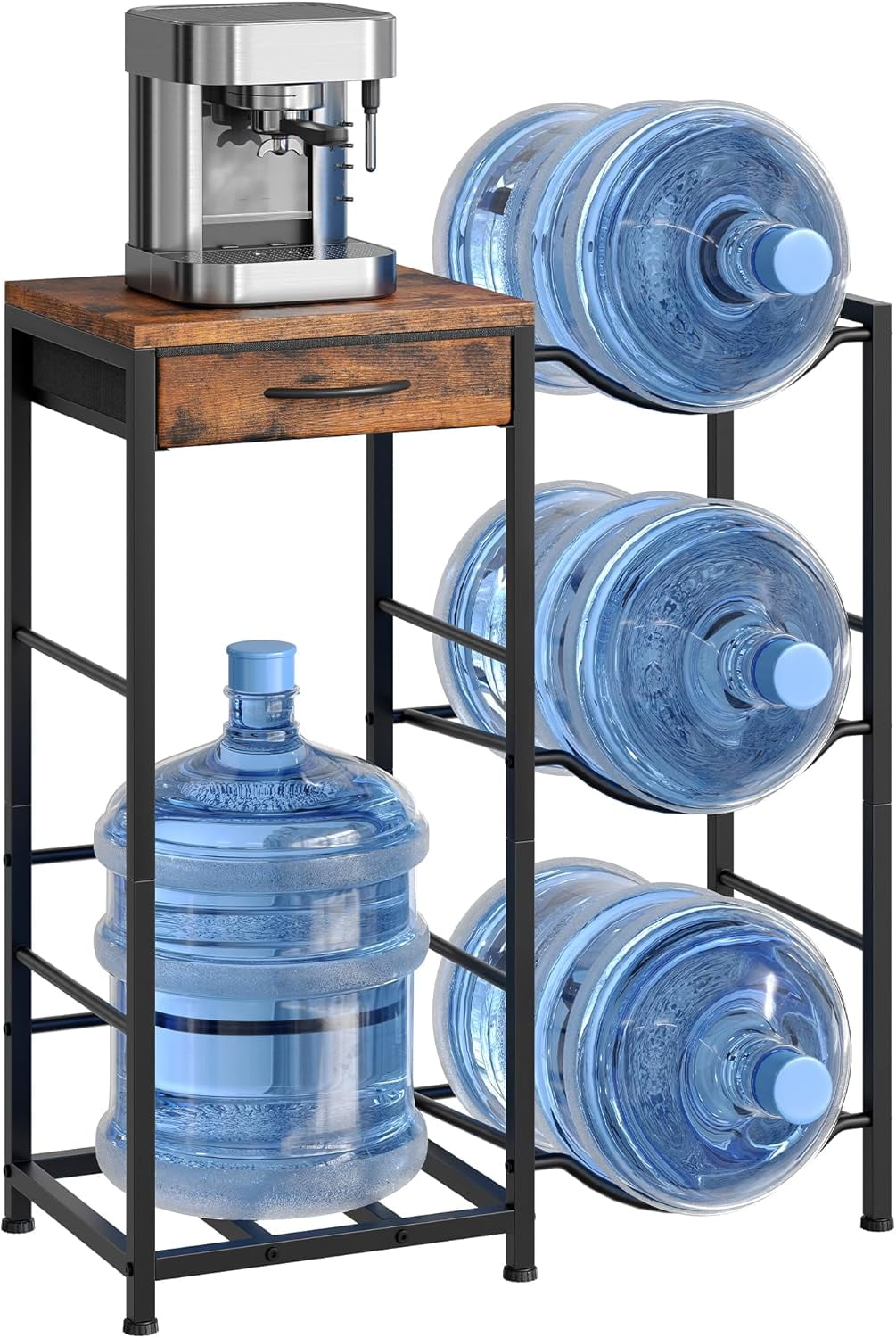 5-Gallon Water Jug Holder, 3-Tier Water Bottle Holder with Drawer and ...
