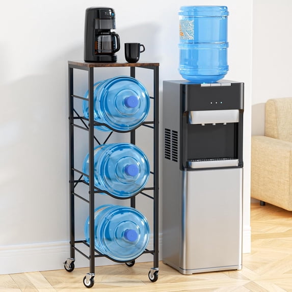 5 Gallon Water Jug Holder - 3-Tier Water Jug Rack with Wheel Reinforced ...