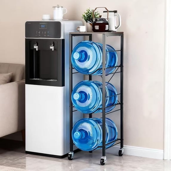 5 Gallon Water Jug Holder - 3-Tier Water Jug Rack with Wheel Reinforced ...