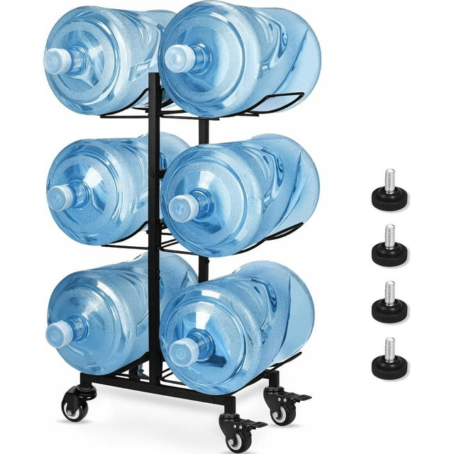 5 Gallon Water Jug Holder with 4 Wheels, Movable Heavy Duty Foldable ...