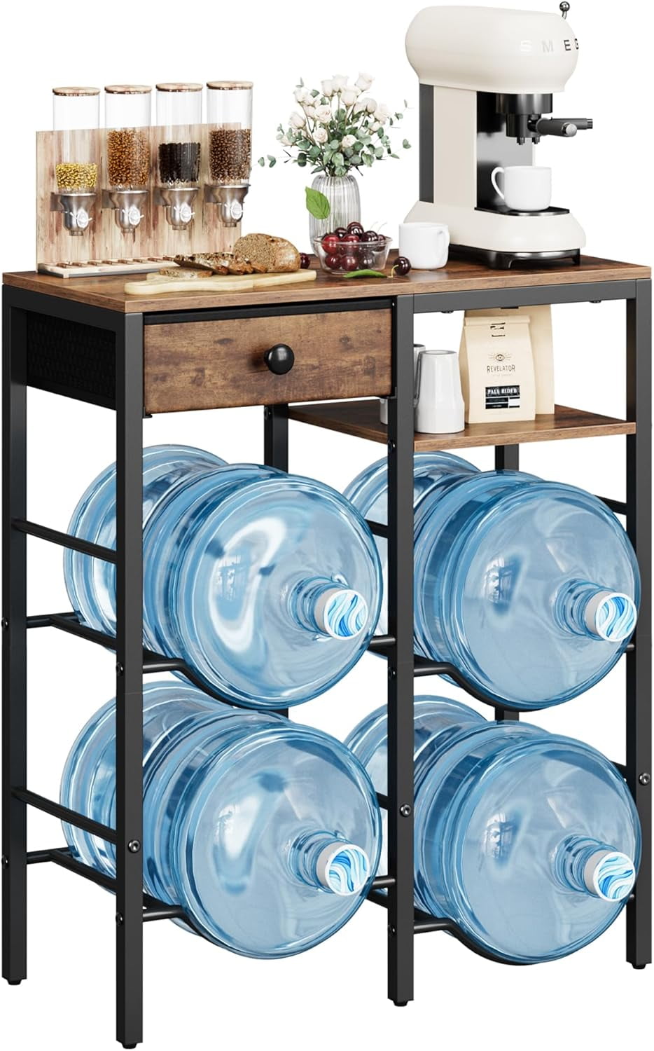 5 Gallon Water Jug Holder, 4 slots Heavy Duty Water Bottle Rack with 2 ...