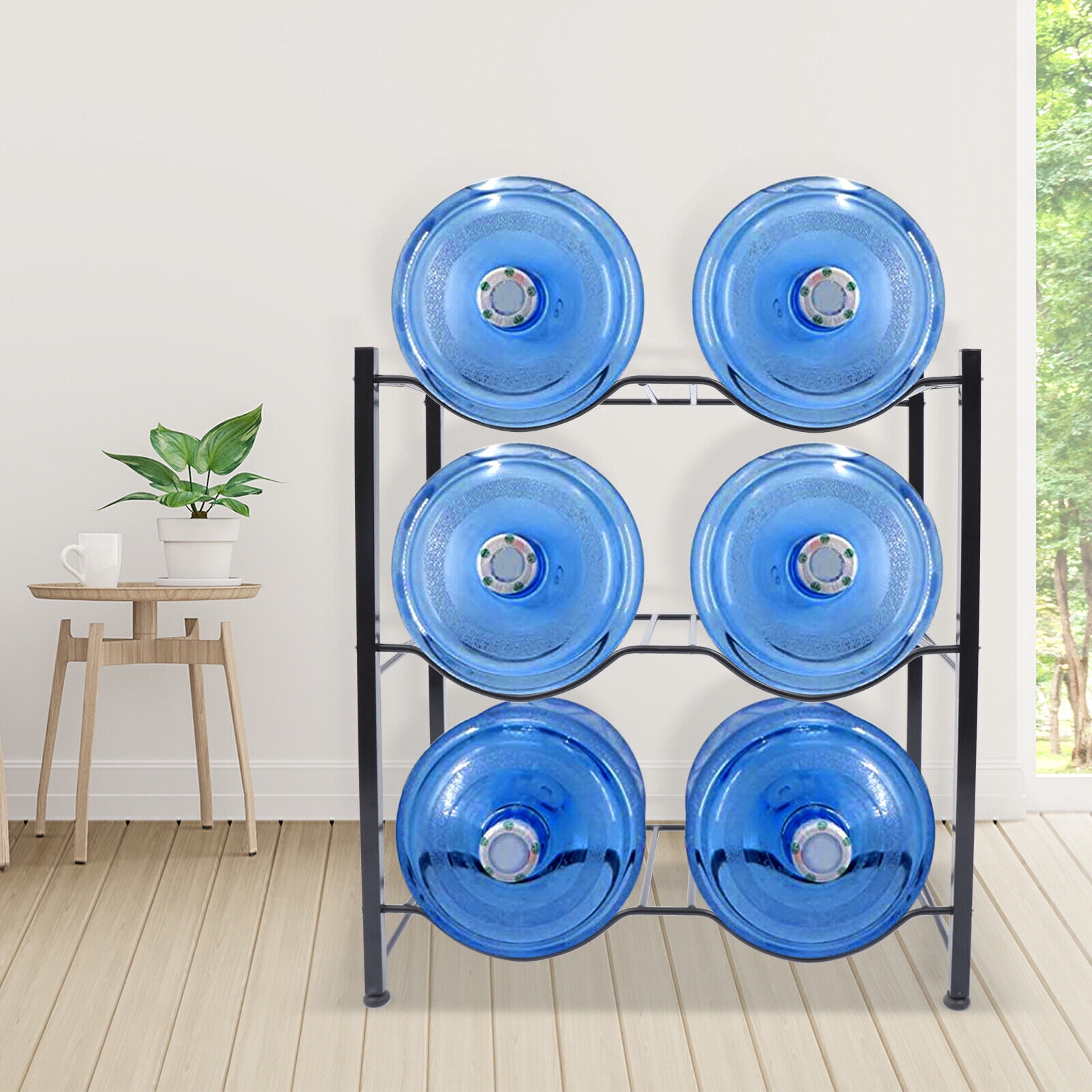 5 Gallon Water Jug Holder 6 Water Bottle Storage Rack 3-Tier Organizer ...