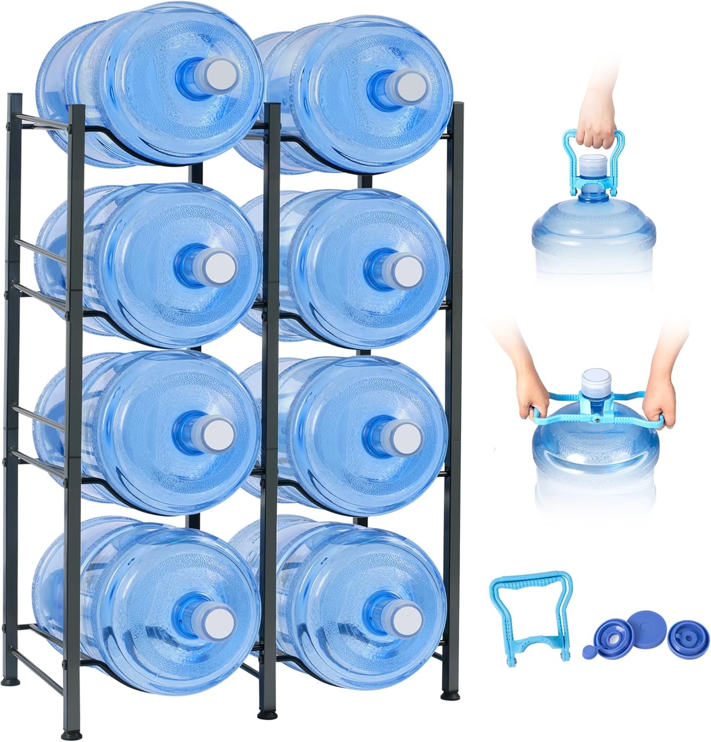 5 Gallon Water Jug Holder - Double Row Rack with 8 Slots for Water ...