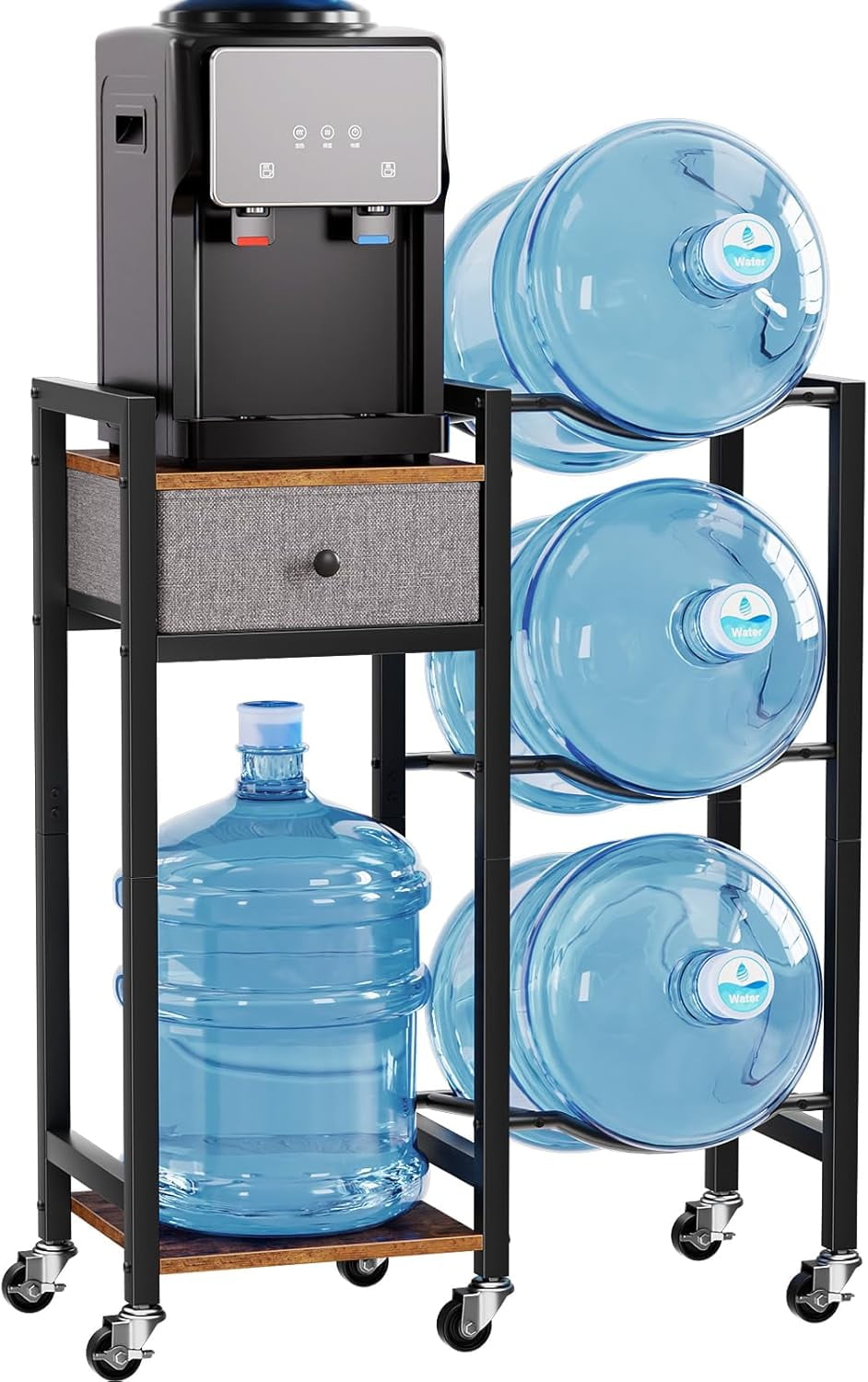5 Gallon Water Jug Holder with Drawers, Heavy Duty Water Jug Stand with ...