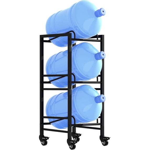 5 Gallon Water Jug Holder, Movable 3 Tier Heavy Duty Water Rack with 4 ...