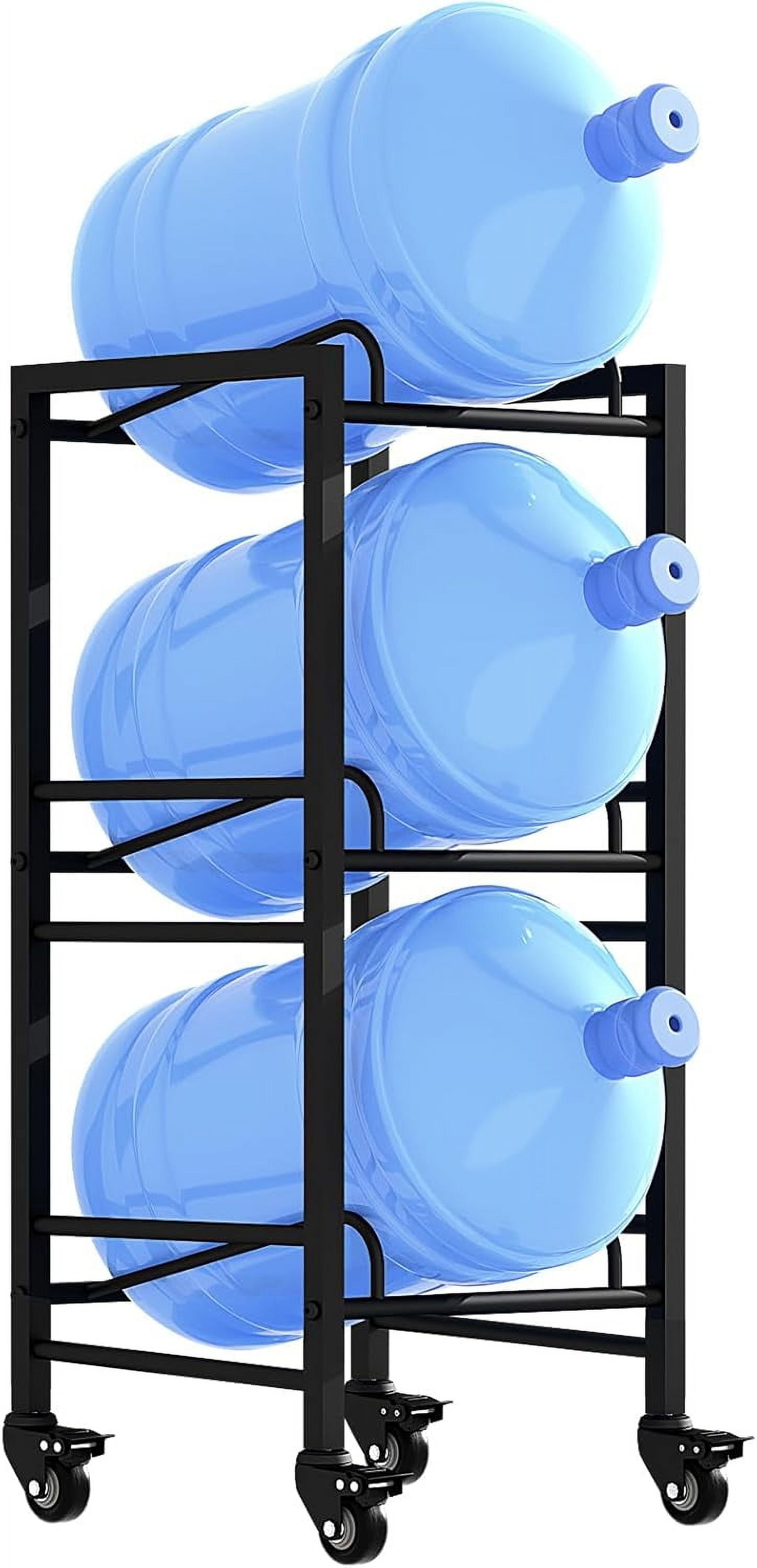 5 Gallon Water Jug Holder, Moveable 3 Tier Heavy Duty Water Rack with 4 ...