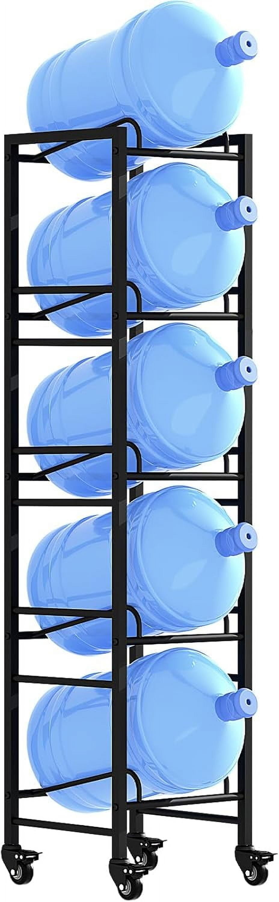 5 Gallon Water Jug Holder, Moveable 5 Tier Heavy Duty Water Rack with 4 ...