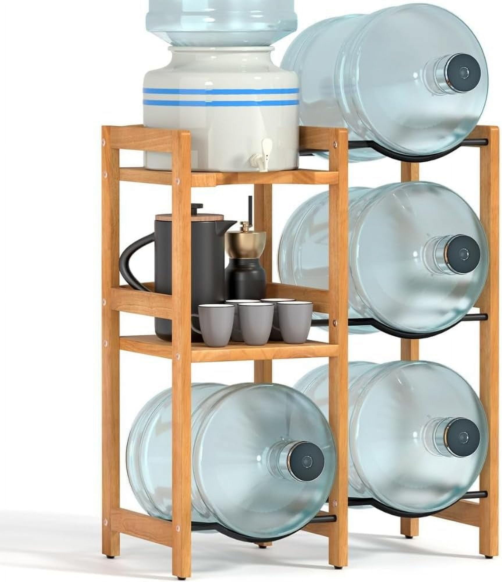 5 Gallon Water Jug Holder (Natural Solid Wood) 4 Water Bottle Holder ...