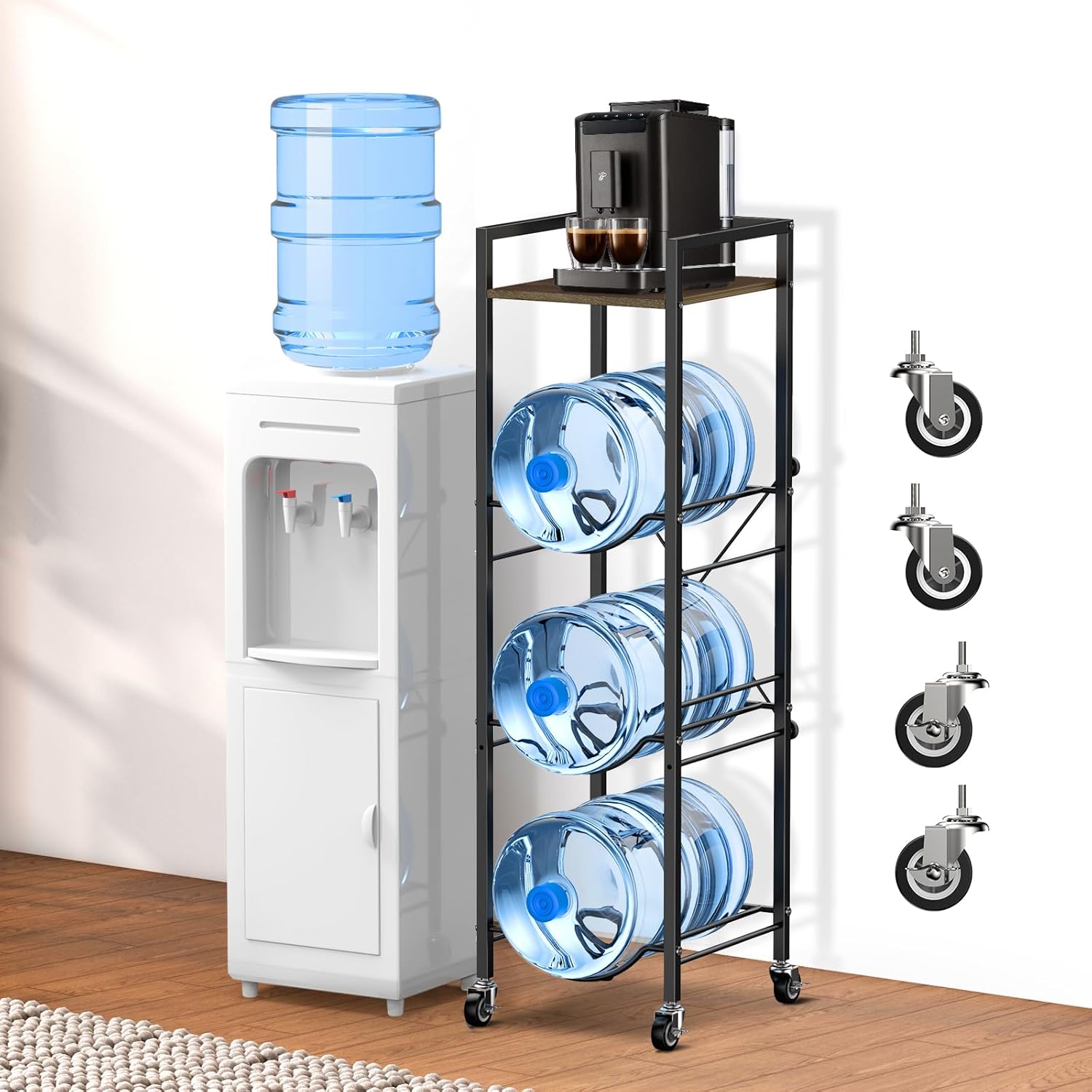 5 Gallon Water Jug Holder Stand with Wheels, 5 Gallon Water Jug ...