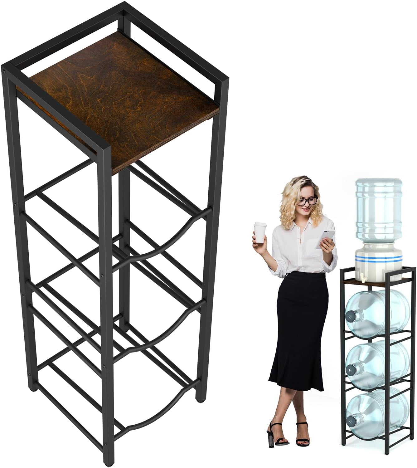5 Gallon Water Jug Holder with Top Shelves, 4 Tier Water Jug Holder ...