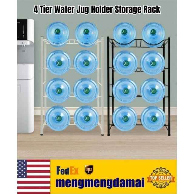 5 Gallon Water Jug Holder Water Bottle Storage Rack 4 Tiers for 8 Jug ...