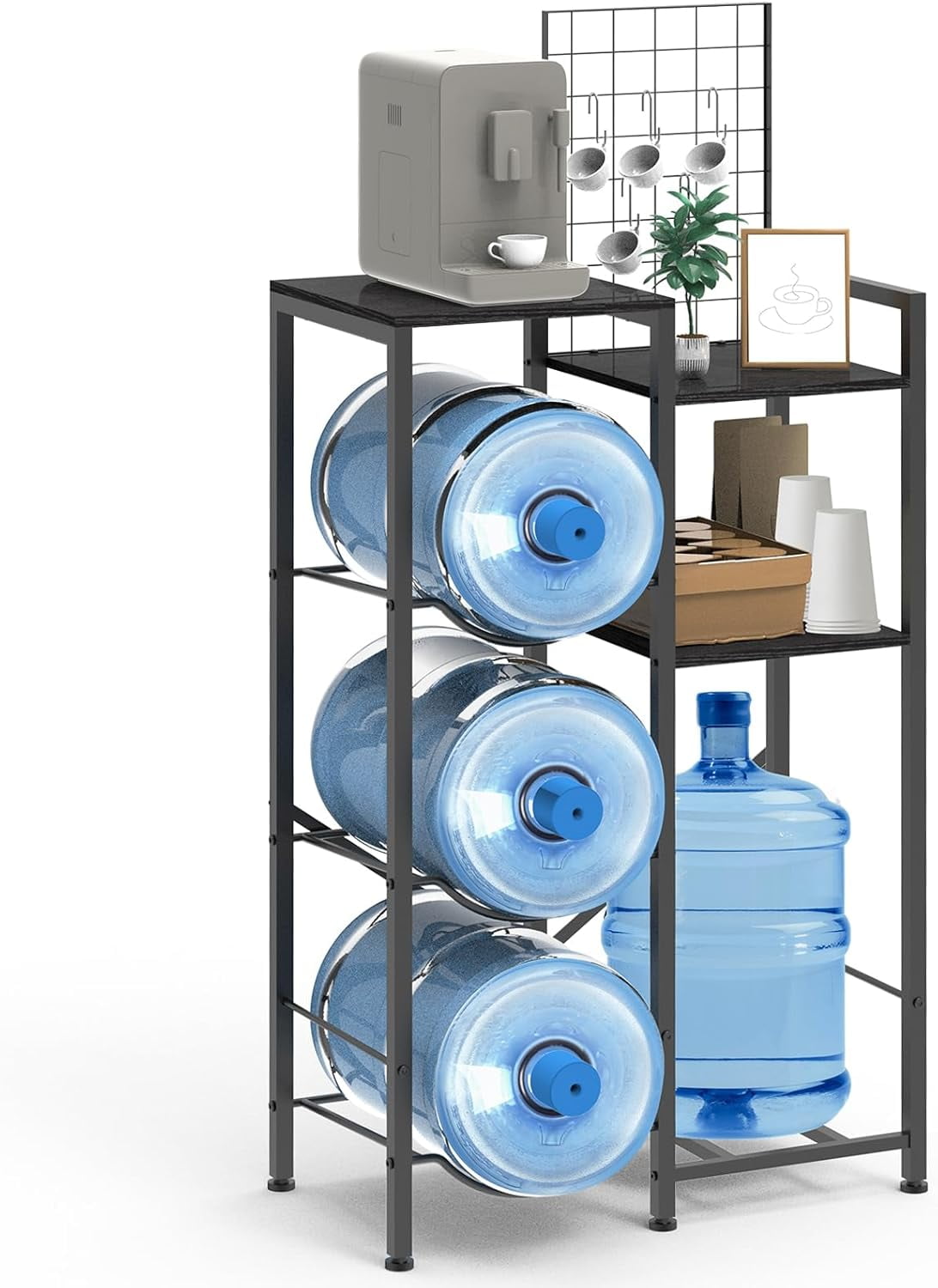 5 Gallon Water Jug Holder, Water Dispenser Stand with Wood Storage ...