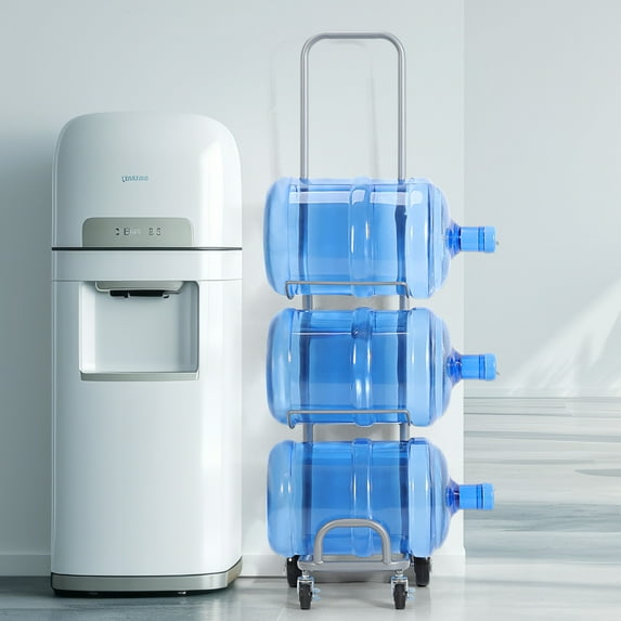 5 Gallon Water Jug Holder with Wheels - 3-Tier Adjustable Height Water ...