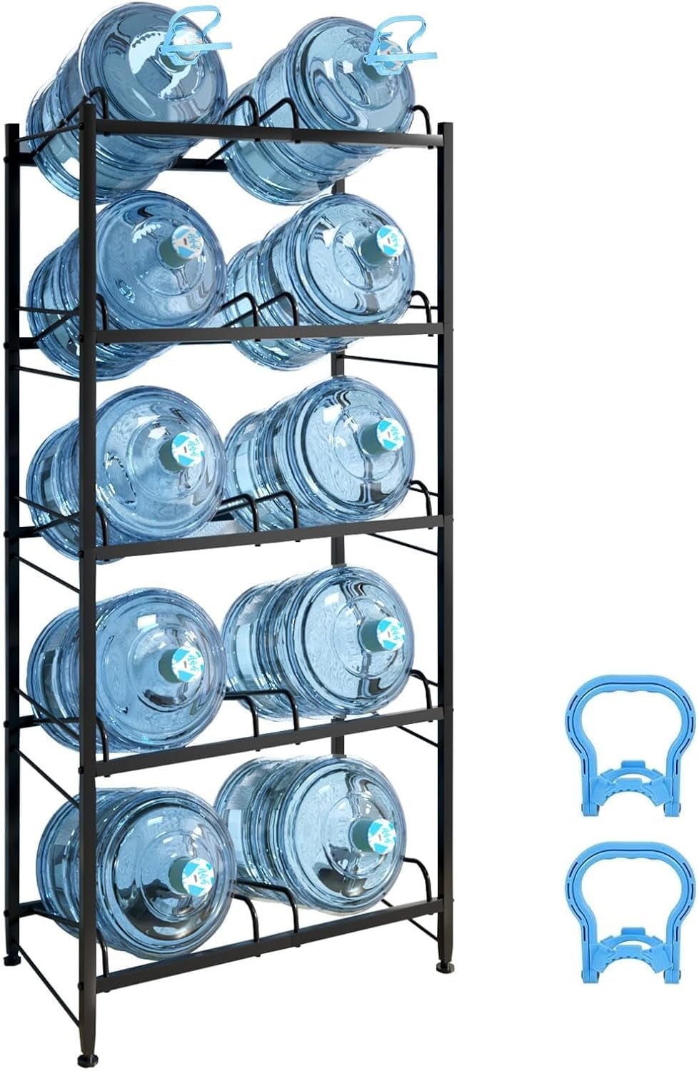 5 Gallon Water Jug Rack, 5 Tier Water Bottle Holder, Heavy Duty ...