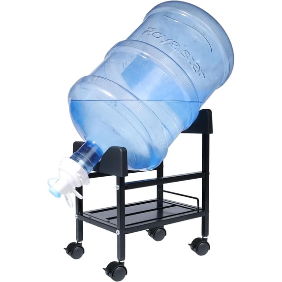 5 Gallon Water Jug Stand Dispenser with Wheel, Black, FZ241125 ...