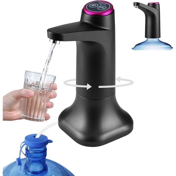 5 Gallon Water Pump with Mobile Base, USB Rechargeable Electric Water ...