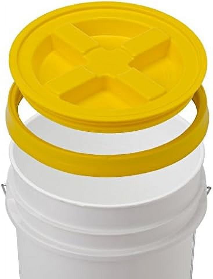 5 Gallon White Bucket & Lid - Food Grade Plastic Pail & Gamma2 Screw ...