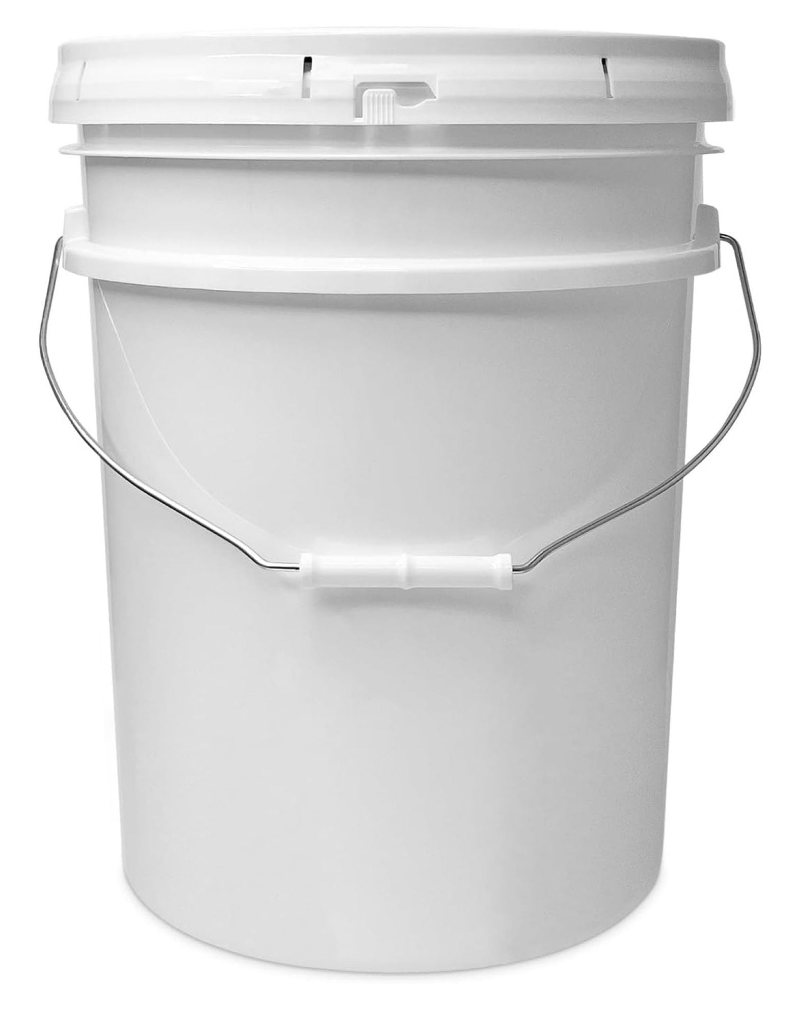 5 Gallon White Bucket & Lid, Made in The USA, Durable 90 Mil All ...