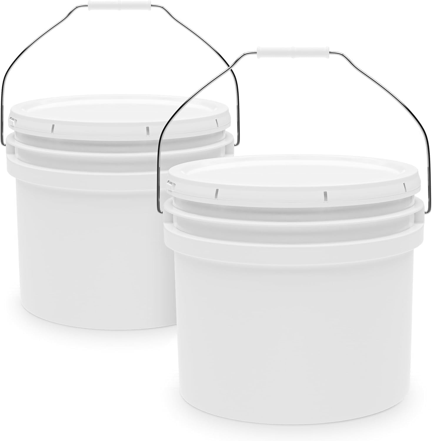 5-Gallon White Bucket Pail Container with Lid | Food Grade | Heavy-Duty ...
