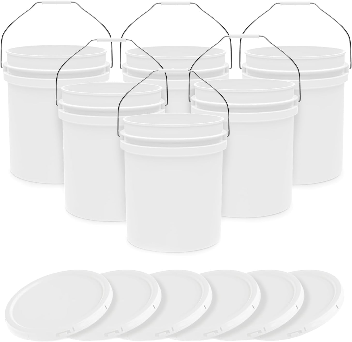 5-Gallon White Bucket Pail Container with Lid Food Grade Heavy-Duty ...