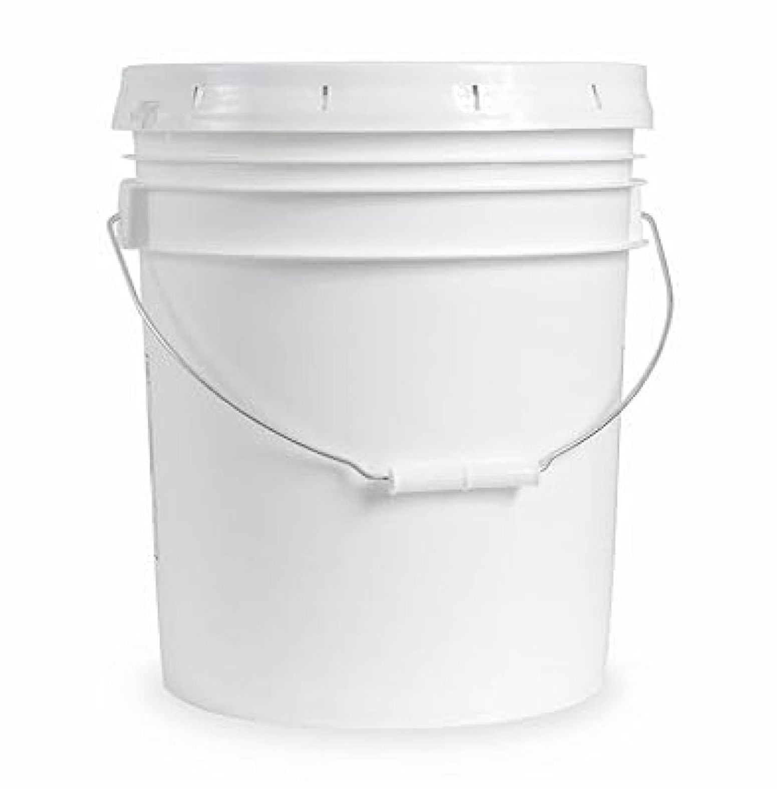 5 Gallon White Plastic Buckets with Lids & Handles - Set of 6 - Food ...