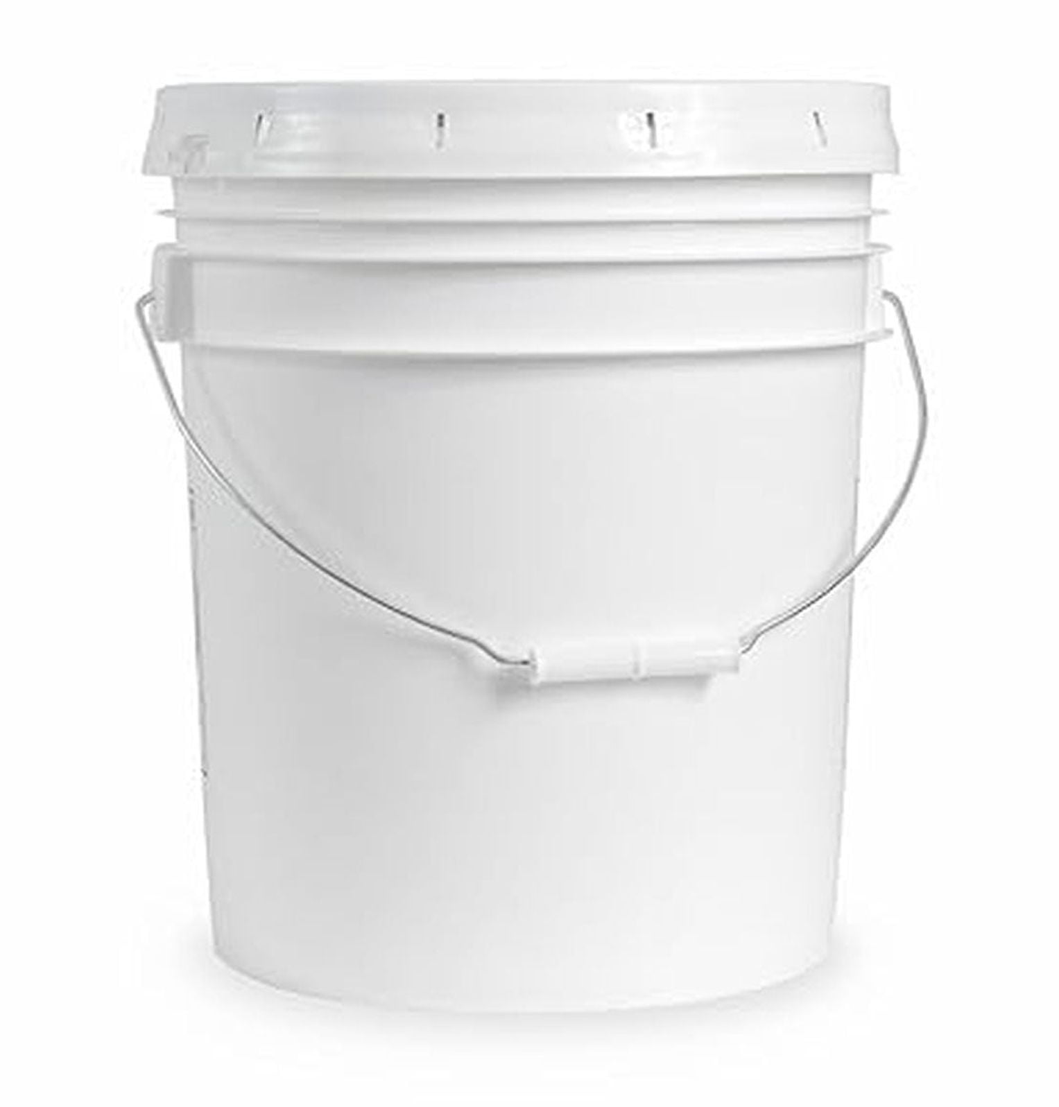 5 Gallon White Plastic Buckets with Lids & Handles - Set of 6, Food ...