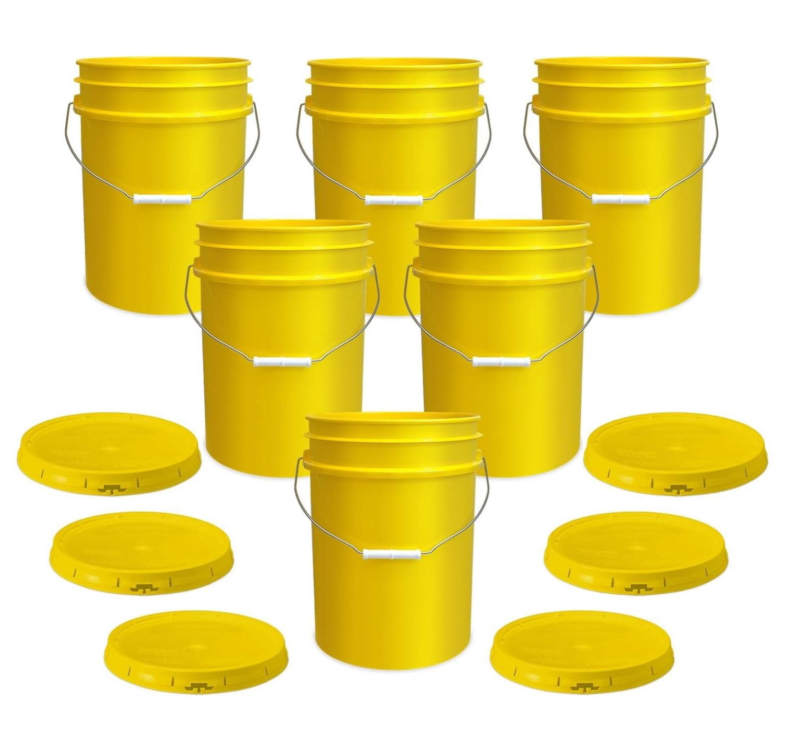 5 Gallon Yellow Bucket Pail Container with Airtight Lid I Food Grade ...