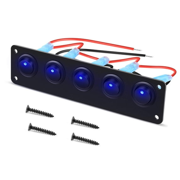 5 Gang 3 Pin Rocker Switch Panel Waterproof On-Off Toggle Switches for ...