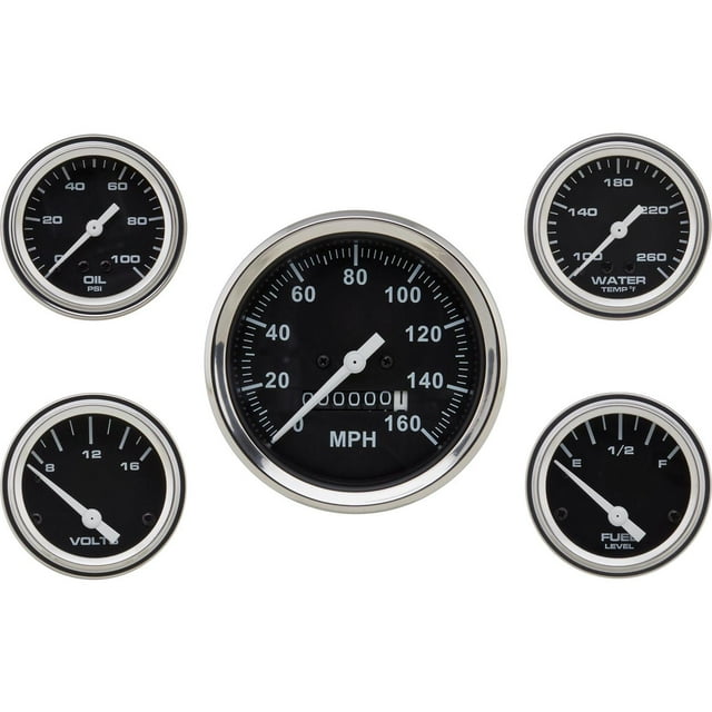 5-Gauge Set Complete Kit: 3-3/8" Mechanical Speedometer, 2-1/16 ...