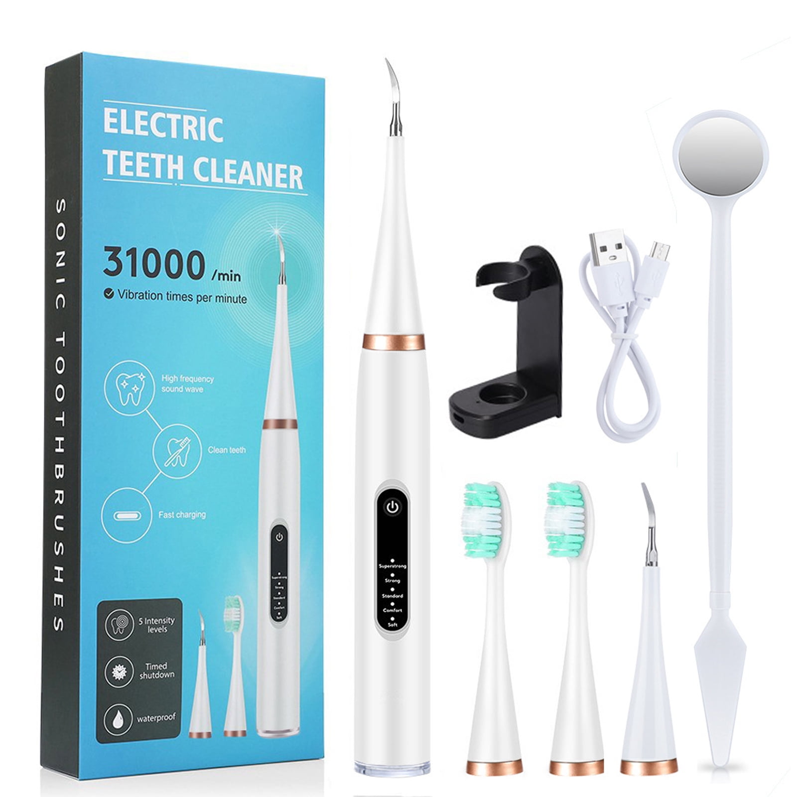 5-Gear Electric Dental Cleaner Toothbrush Set High Frequency Vibration ...