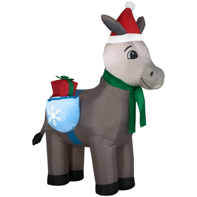 5' Gemmy Airblown Inflatable Christmas Donkey w/ Saddle Gift Bag Yard ...