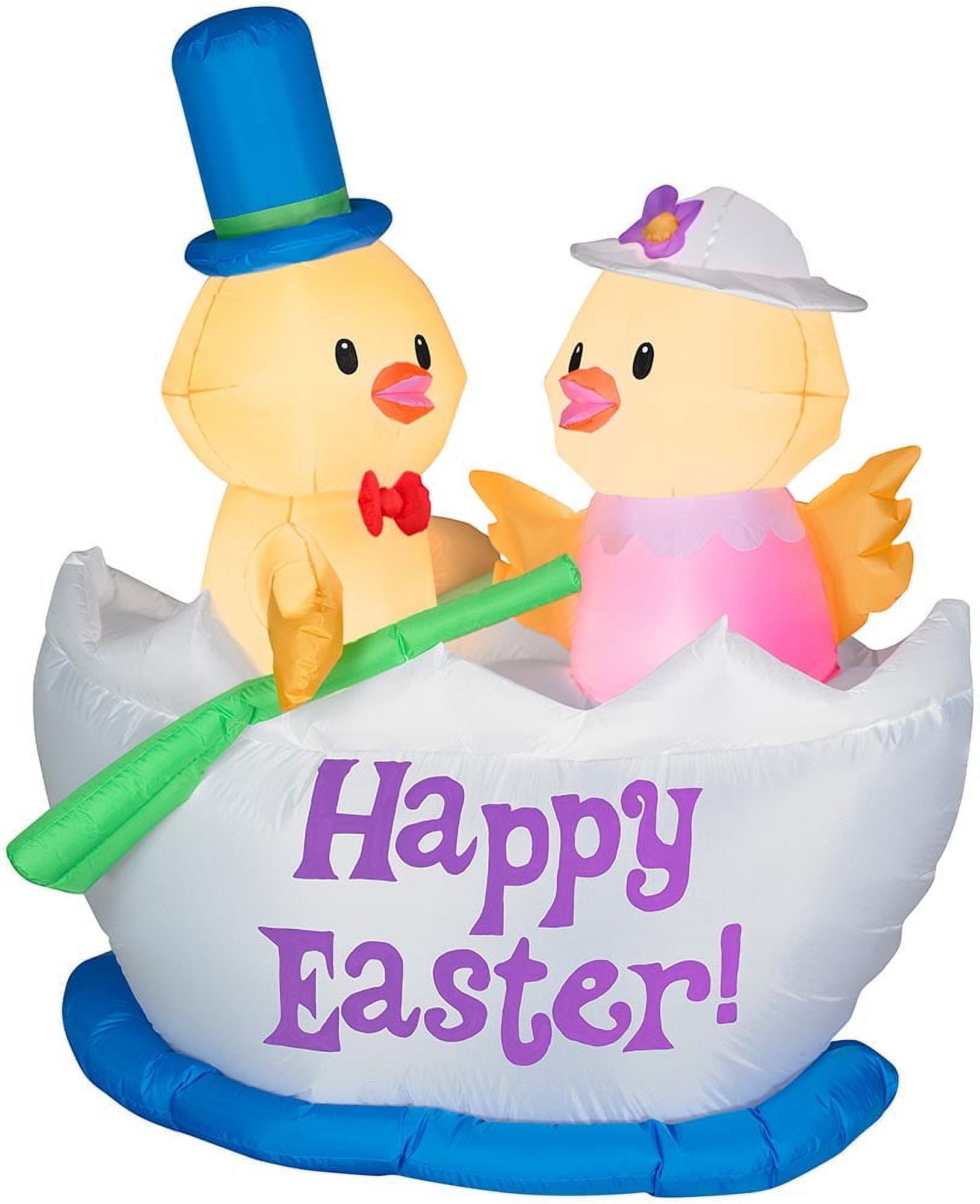 5' Gemmy Airblown Inflatable Easter Chicks in Easter Egg Boat Scene ...