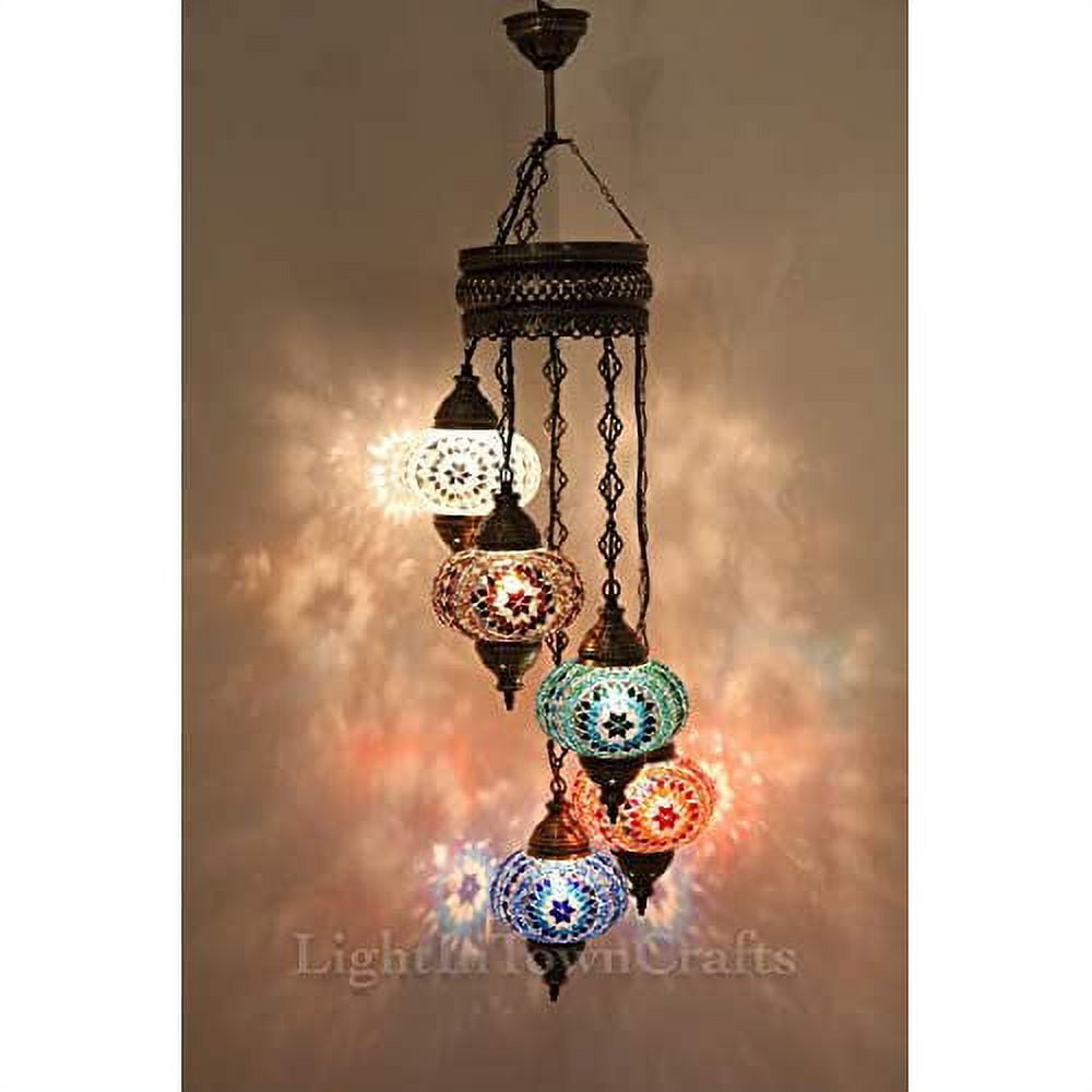5 Globes Mosaic Chandelier Turkish Mosaic Lamp Moroccan Mosaic Lighting ...