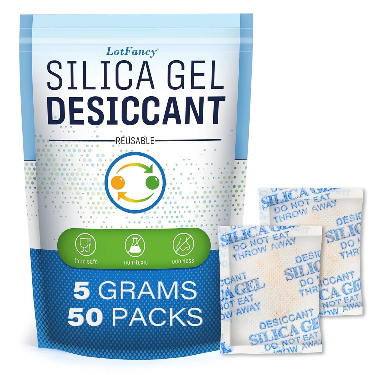 5 Gram (50 Pack) Silica l Packets, Color Indicating Desiccant ...