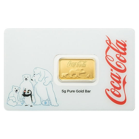 5 Gram Coca-Cola® Holiday Polar Bear PAMP Suisse Gold Bar (White Assay ...