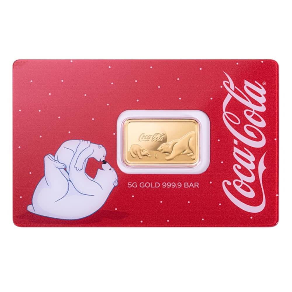 5 Gram PAMP Suisse Coca-Cola® Holiday Polar Bears Gold Bar (in Assay ...