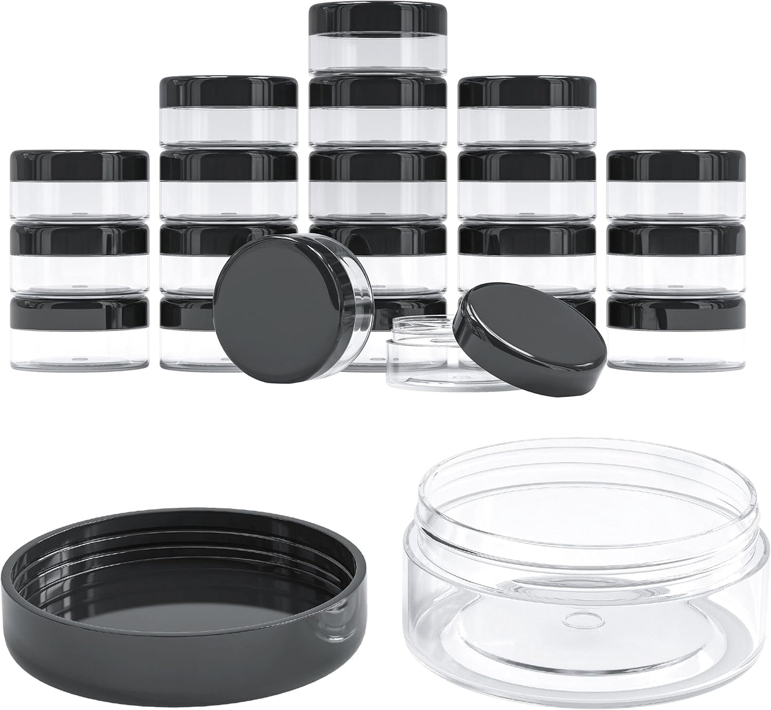 5 Grams Plastic Containers with Lids 100 pieces Sample Containers, Mini ...