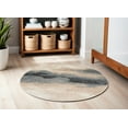 5' Gray Black and Beige Abstract Non Skid Round Rug - Walmart.com