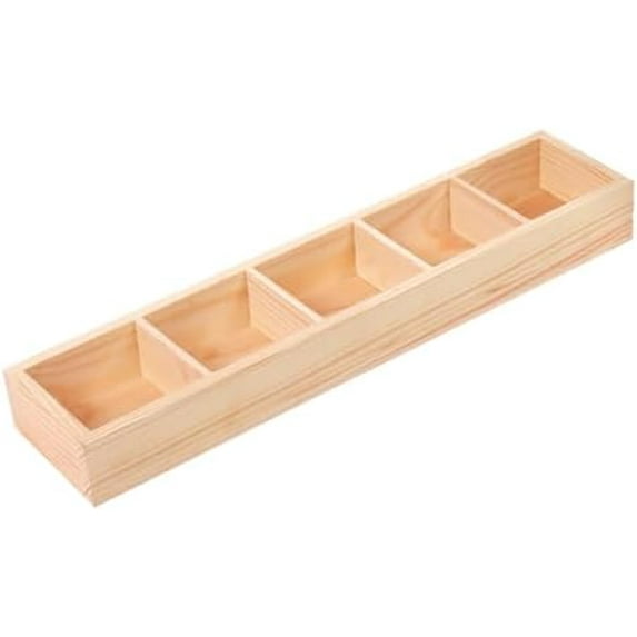 5-Grid Wooden Divided Storage Box - Decorative Craft Organizer for Art ...