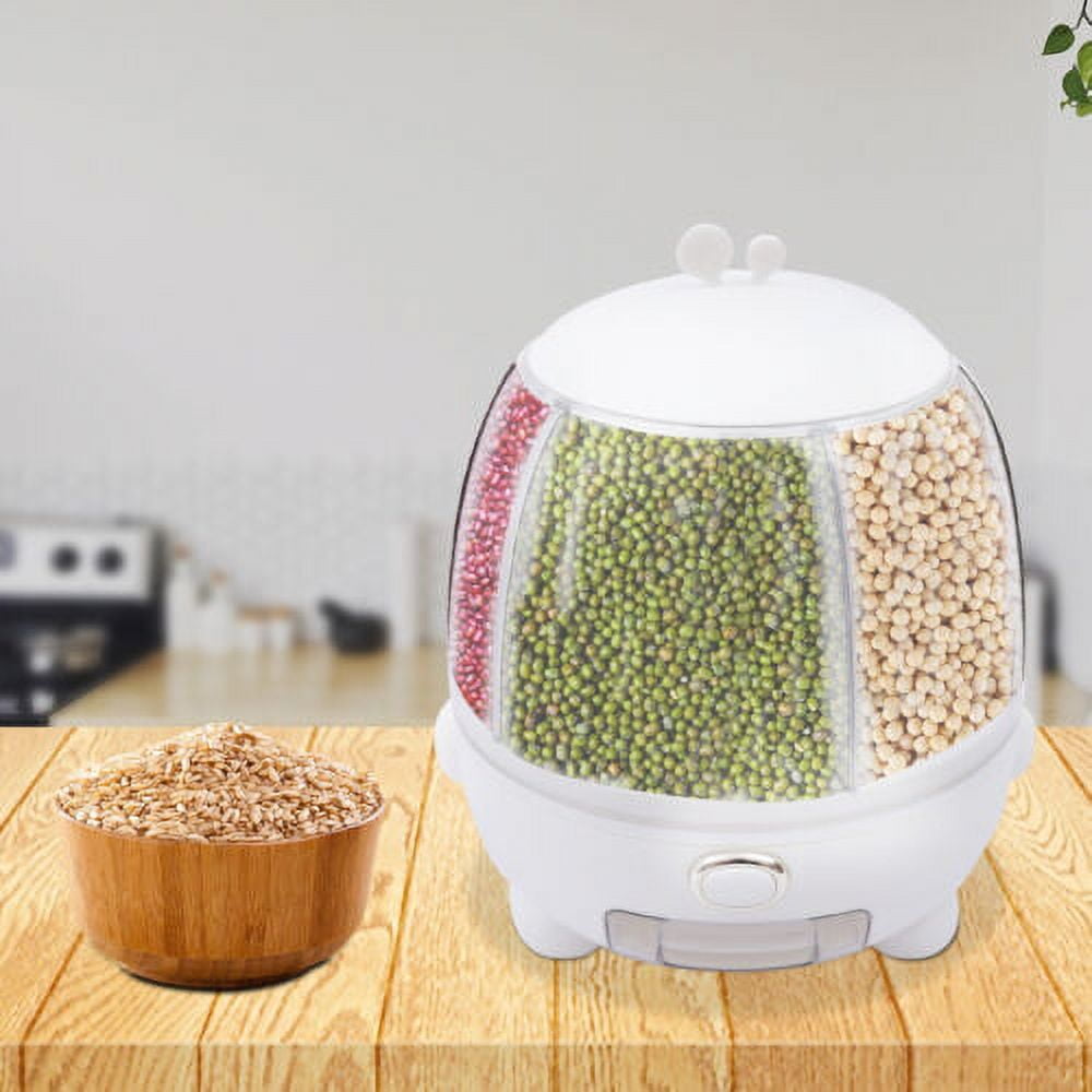 5 Grids Airtight Rice Dispenser 360° Rotating Cereal Container ...