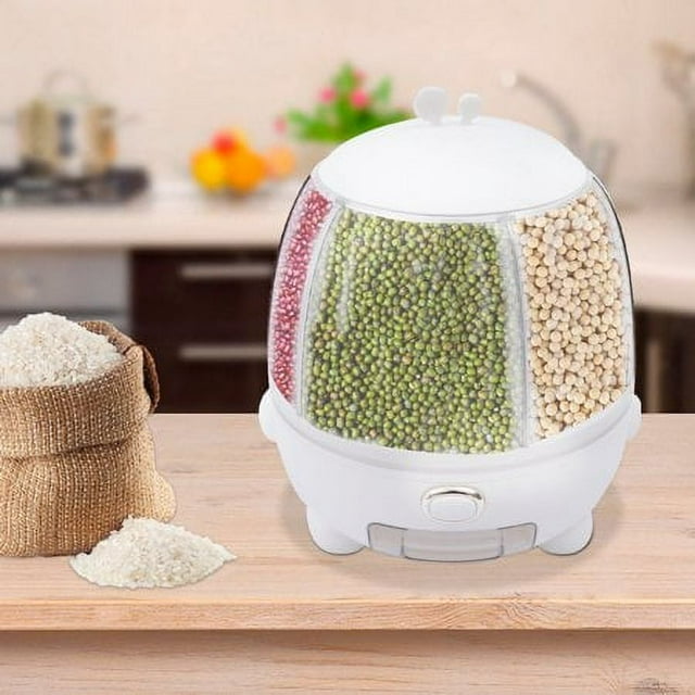 5 Grids Airtight Rice Dispenser 360° Rotating Cereal Container ...
