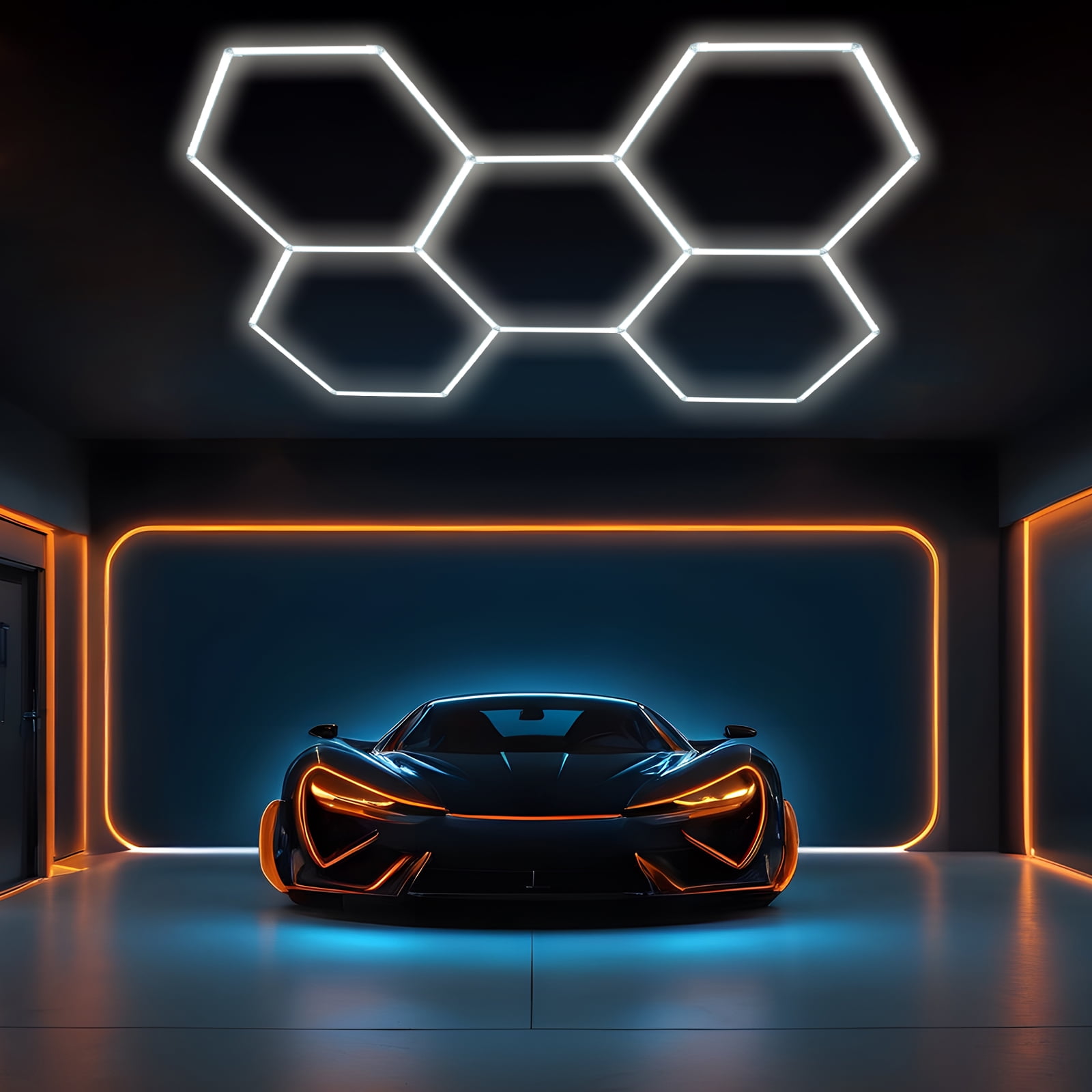 5 Grids Hexagon LED Lighting Car Detail Garage Workshop Retail Light ...