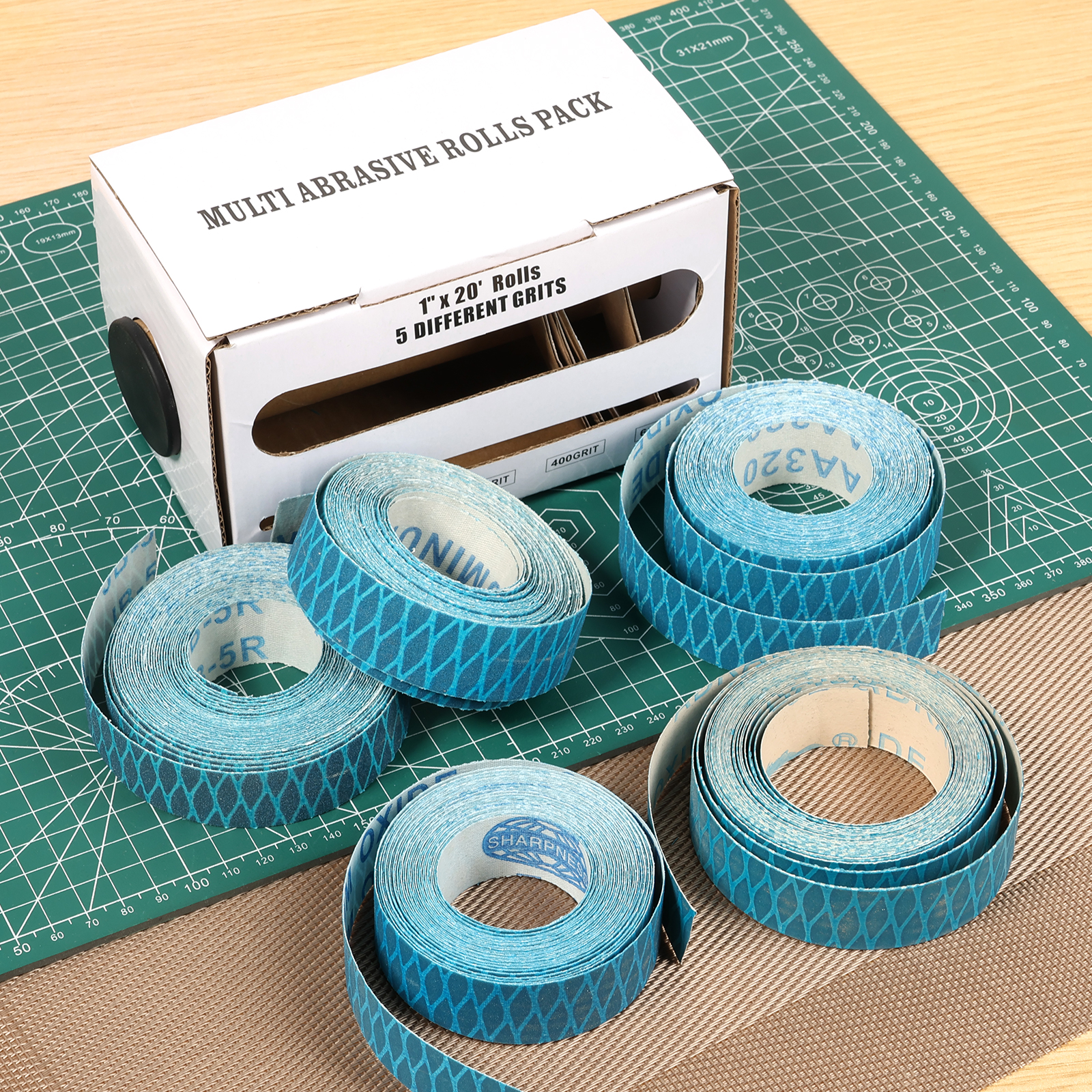 5 Grit Sandpaper Roll 1" x 20 Ft Wet and Dry Emery Cloth Roll 80/150 ...