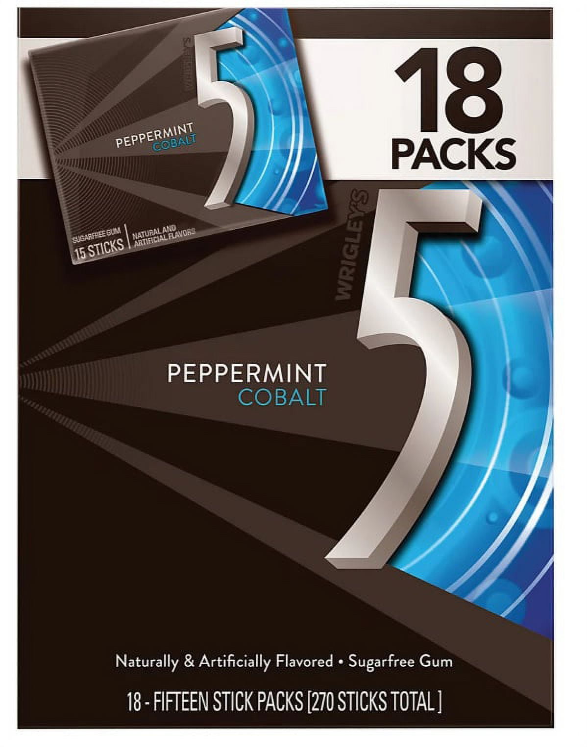 5 Gum Peppermint Cobalt Sugar-Free Minty Cool Chewing Gum, Bulk ...